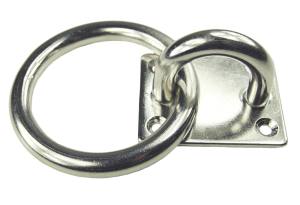 Edelstahl Augplatte / Deckauge mit Ring, D8 x 50 x 40mm